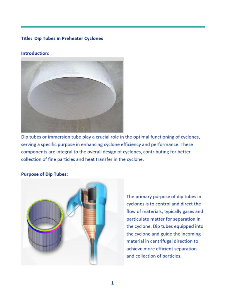 Dip Tubes in Cyclone Preheaters | PDF | Technology & Engineering