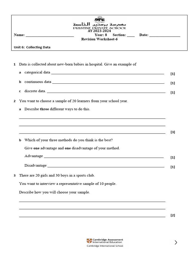 Unit 6 Data Collection Pdf 