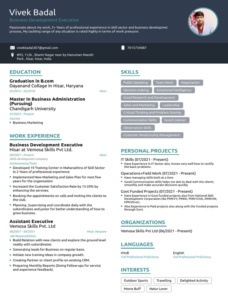 Vivek Resume | PDF | Customer Relationship Management | Business