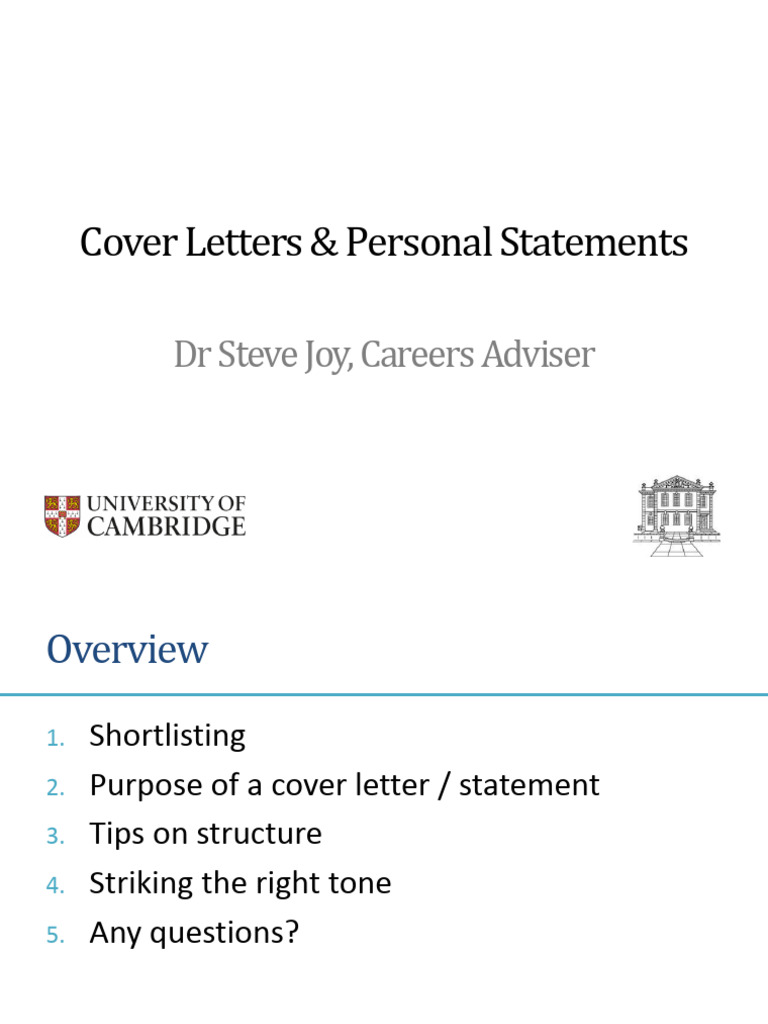 Cover Letters and Personal Statements | PDF