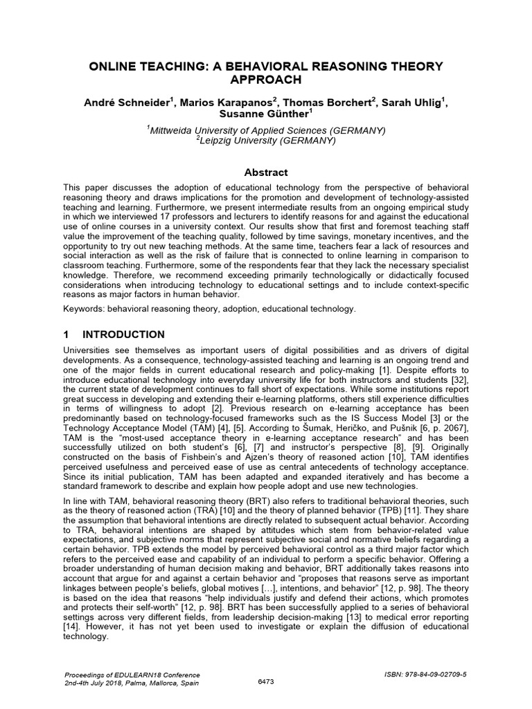 Online Teaching: A Behavioral Reasoning Theory Approach | Download Free ...