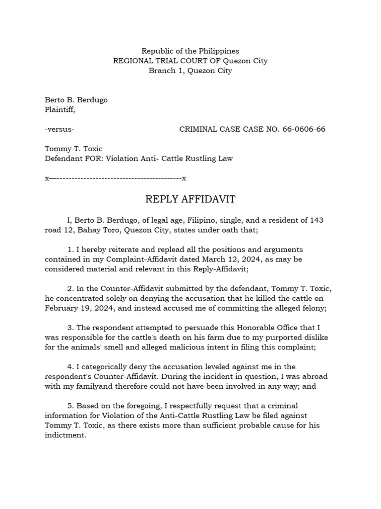 Villanueva Reply-Affidavit | PDF