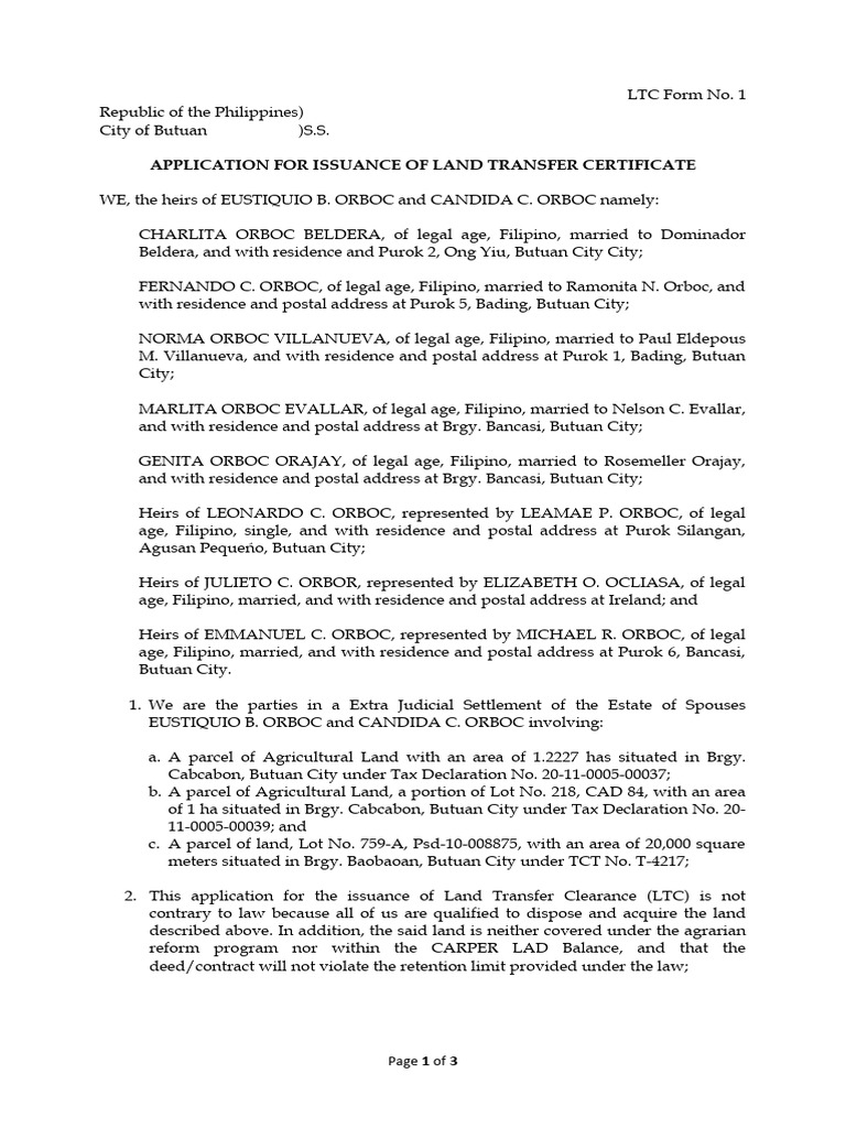 Application For LTC Orboc BC | PDF | Real Property Law | Natural Resources Law