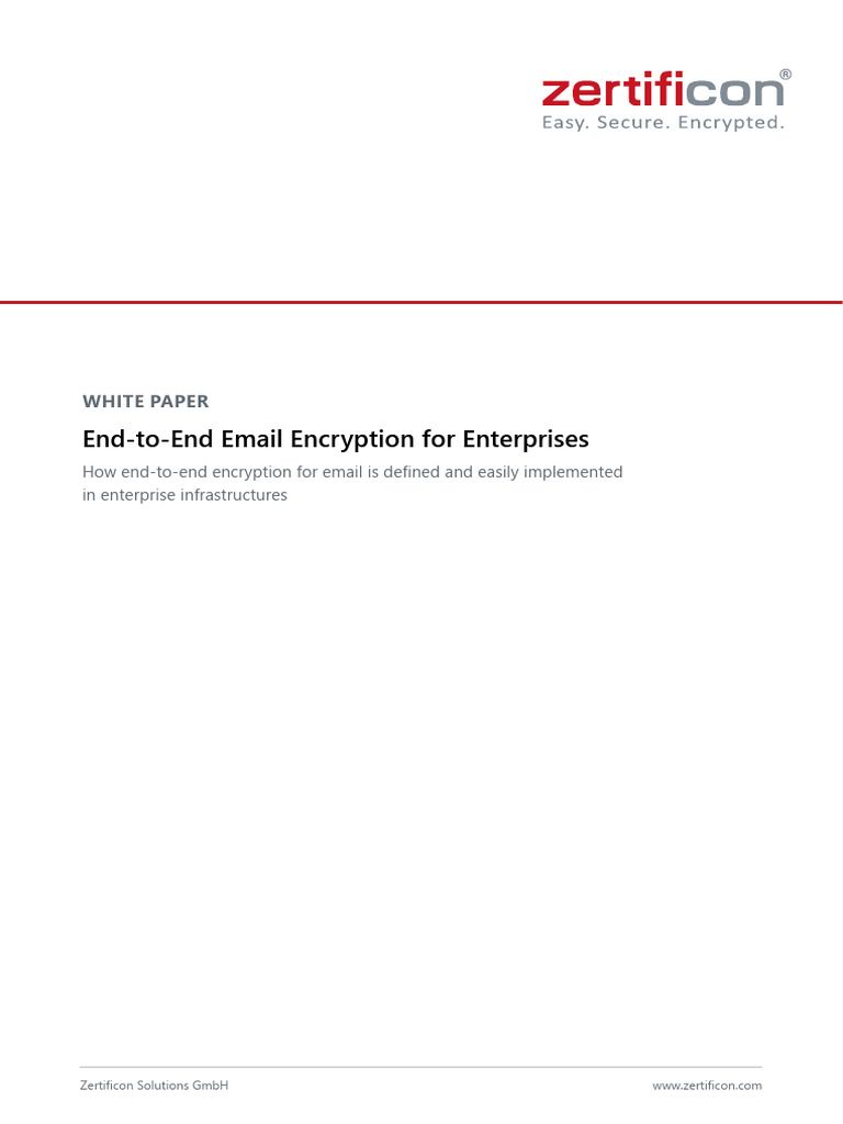 Zertificon Whitepaper End To End Email Encryption | PDF | Encryption | Cryptography
