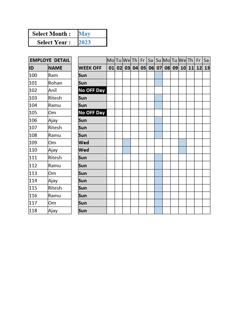 Employee Attendance Sheet in Ms Excel | PDF