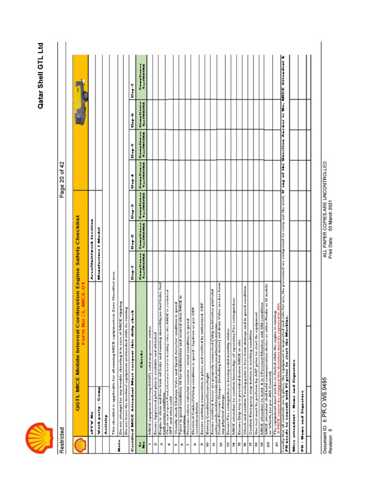 MICE CHECK LIST-Rev-05 (1) (7) | PDF