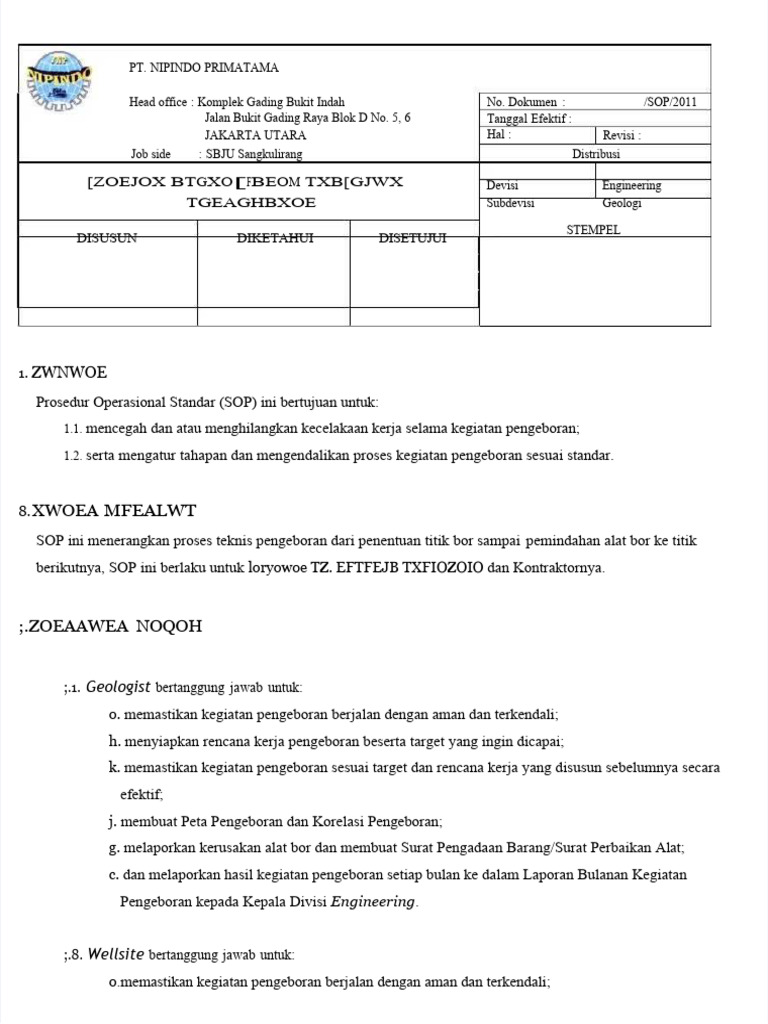 PDF Sop Pengeboran Batu Bara Jorc - Compress | PDF