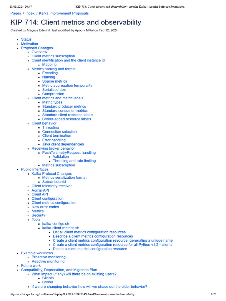 KIP-714: Kafka Client Metrics Proposal | PDF | Java (Programming ...