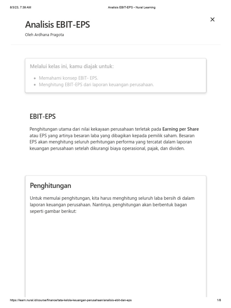 Analisis EBIT-EPS - Nural Learning | PDF