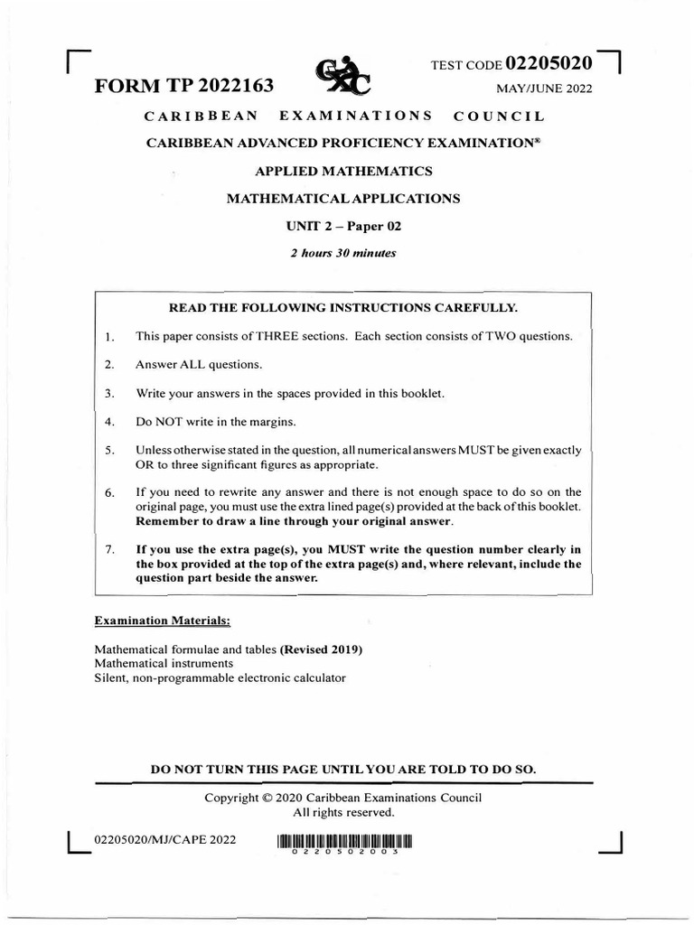 Applied Mathematics Unit 2 P2 2022 | PDF | Force | Mass