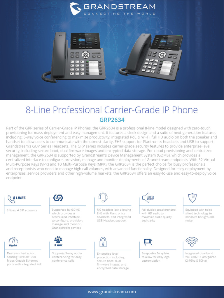 Datasheet GRP2634 English | PDF | Session Initiation Protocol | Wi Fi