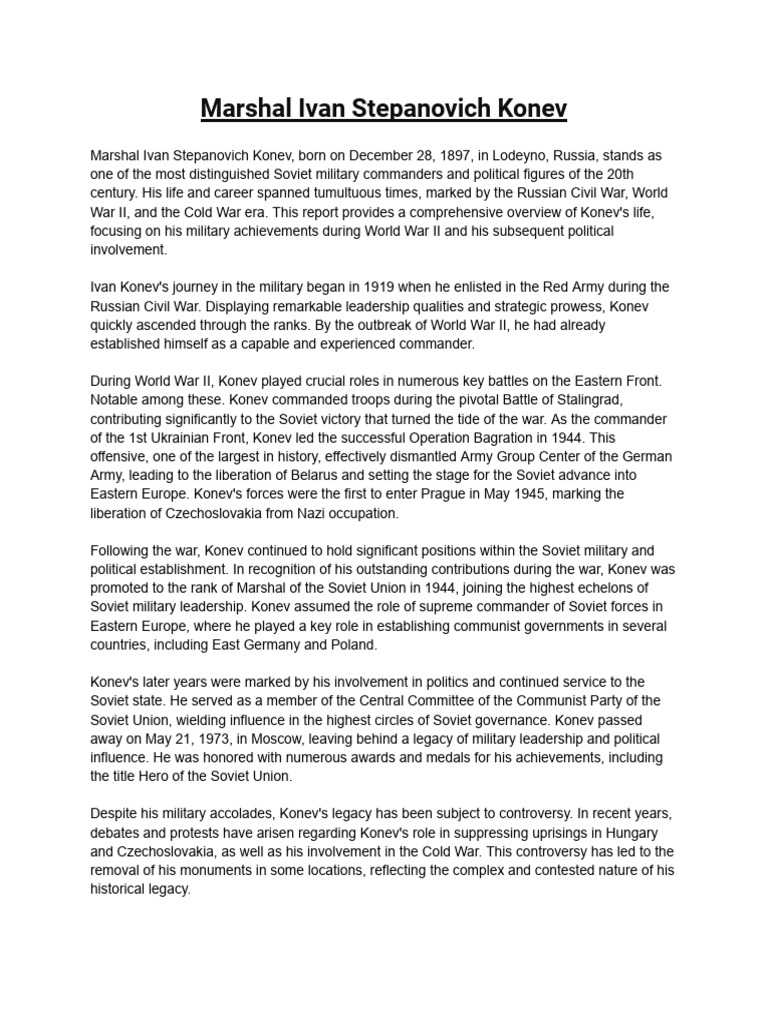 Marshal Ivan Stepanovich Konev | PDF | Red Army | Soviet Union