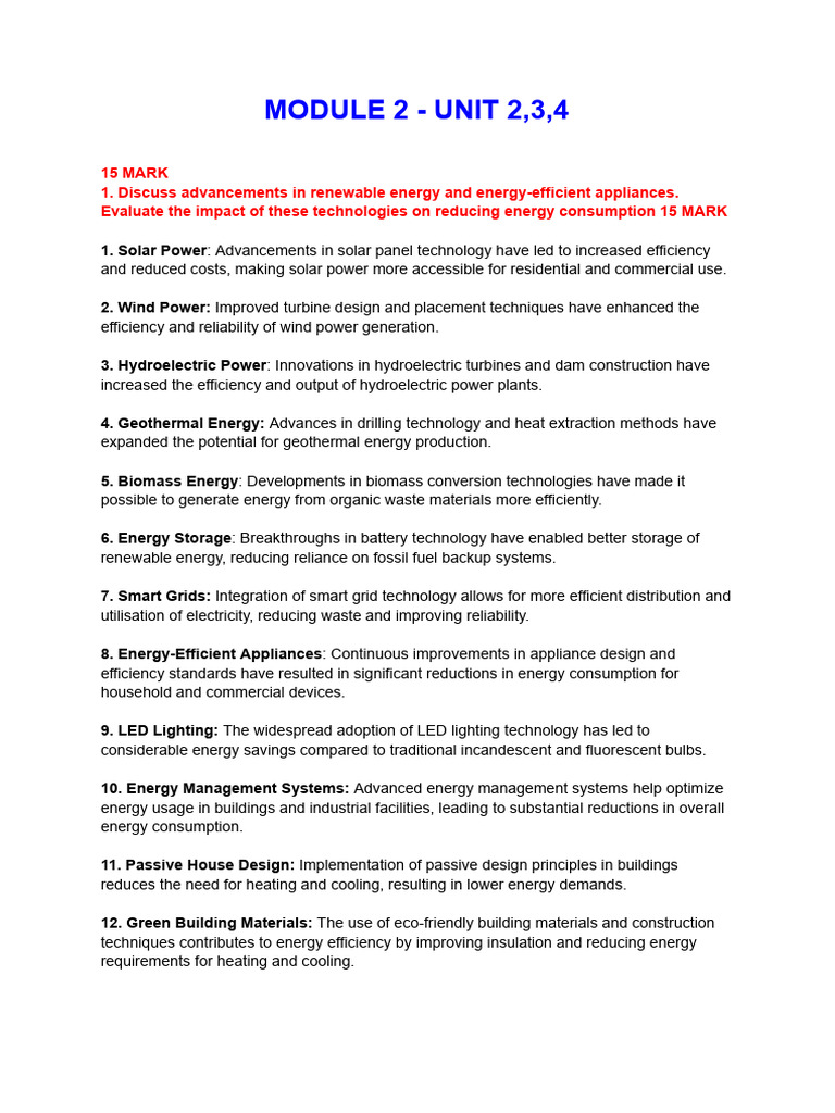 Module 2 - Unit 2,3,4 | PDF | Energy Conservation | Efficient Energy Use
