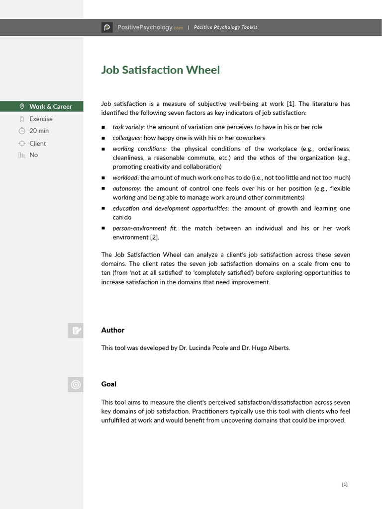 SS-Job Satisfaction Wheel | PDF | Job Satisfaction | Positive Psychology