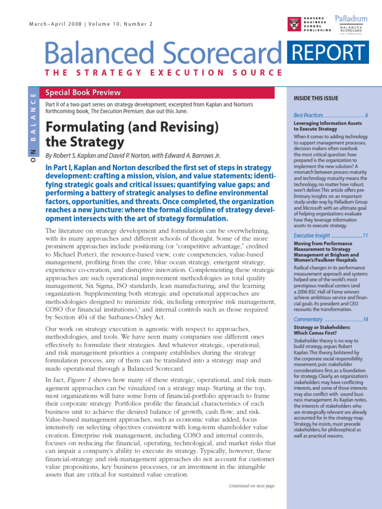 Balanced Scorecard Report - The Strategy Execution Source - Volume 10 ...