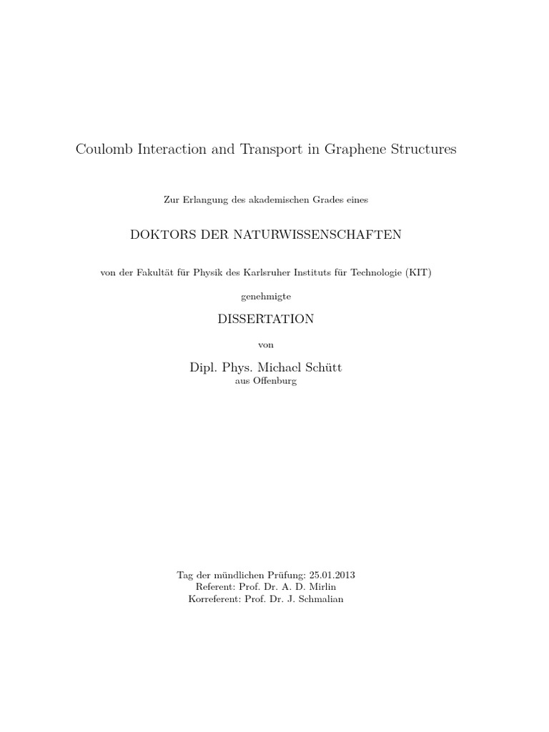 Schuett Michael | PDF | Graphene | Fundamental Interaction