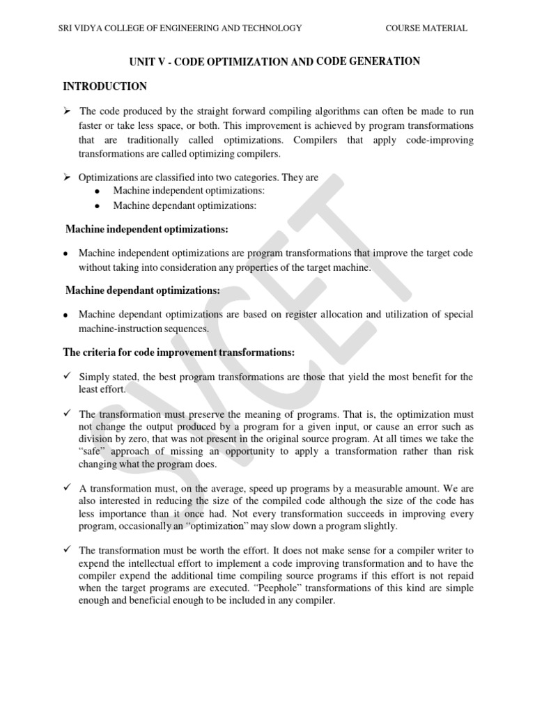 CD Unit 5 | PDF | Program Optimization | Control Flow