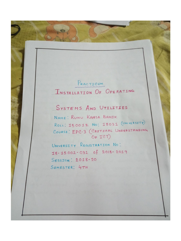 1.4EPC3 (Practicum) - Installation of Operating System - B.Ed (Semester IV) Session-2018-2020 | PDF