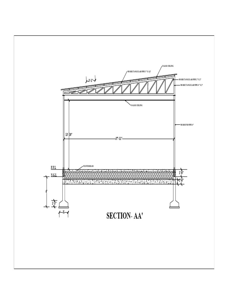 Section-Aa': False Cieling Ms Rectangular Pipe 3" X 1 " | PDF