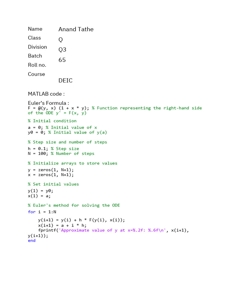 Eulers Method PDF | PDF