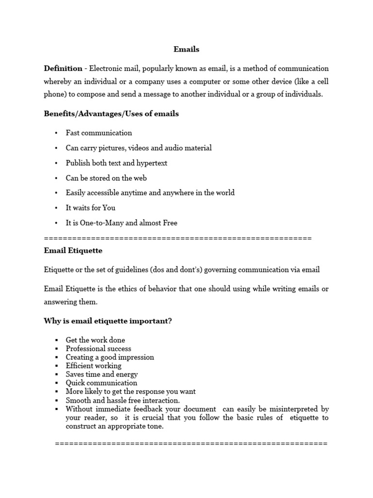 Emails notes | Download Free PDF | Communication | Computing