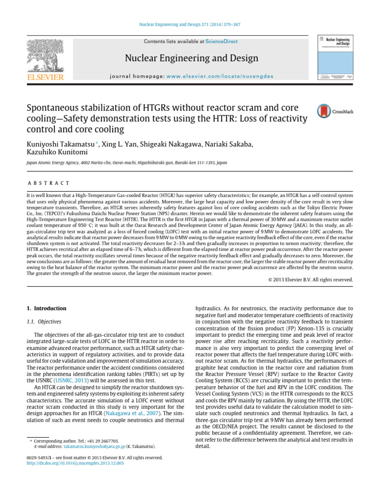HTGR Safety Tests: LOFC Analysis | PDF | Nuclear Reactor | Pressurized ...