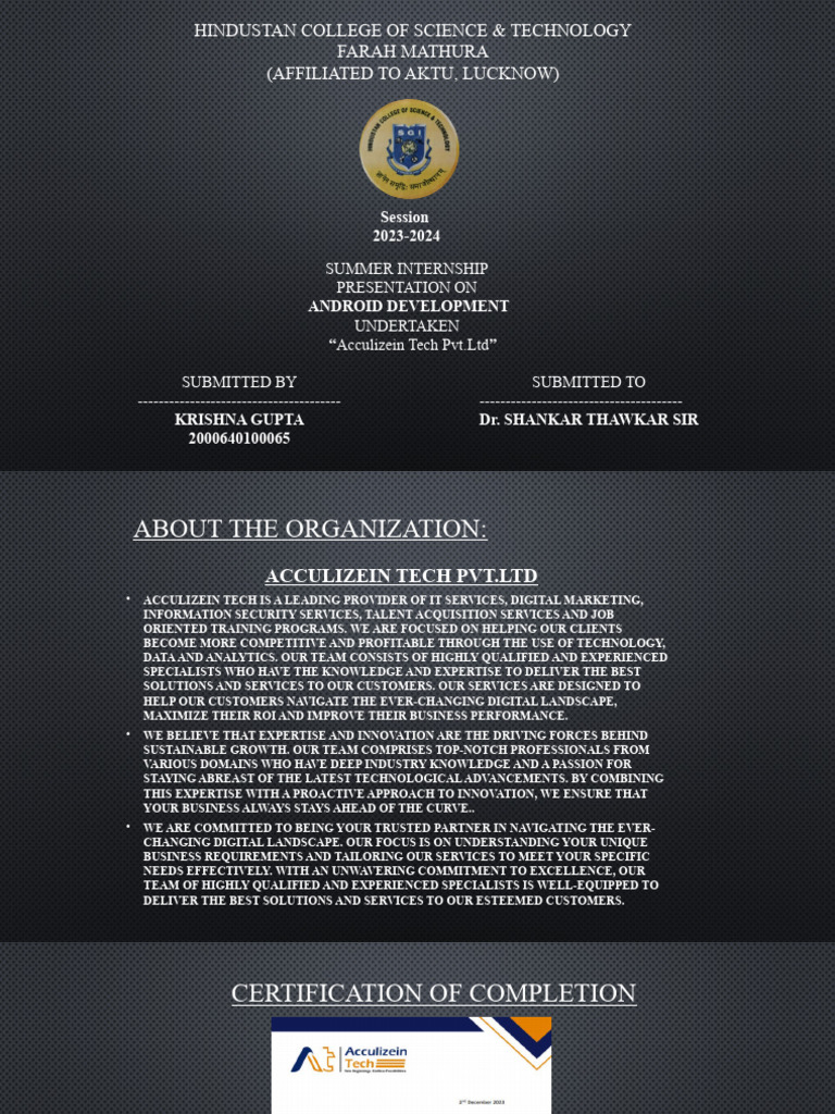 Internship | PDF | Mobile App | Android (Operating System)