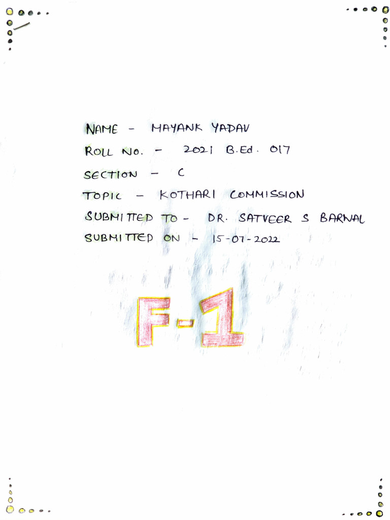 F1 Kothari Commission | PDF