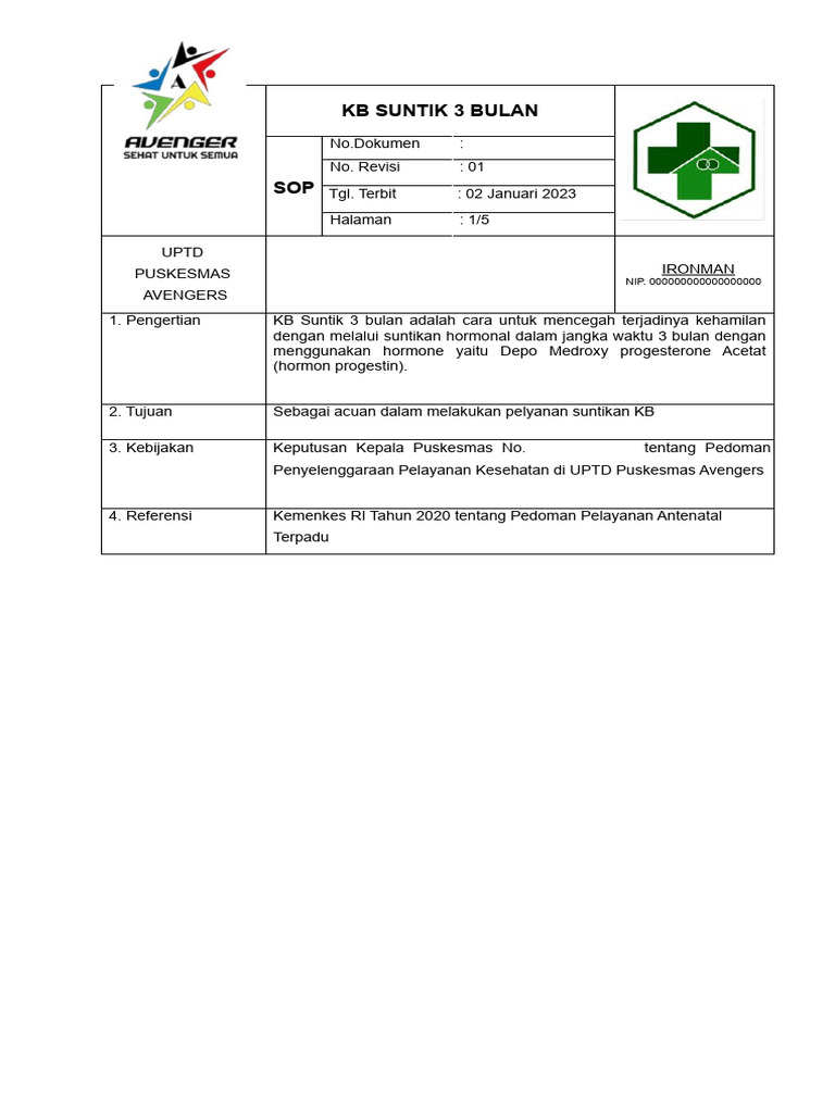 Fixed - Sop KB Suntik 3 Bulan Edit | PDF