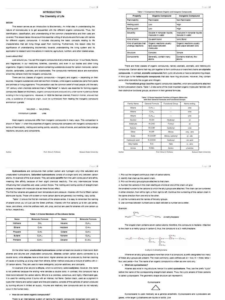 CHEM Introduction | PDF | Alkane | Organic Compounds
