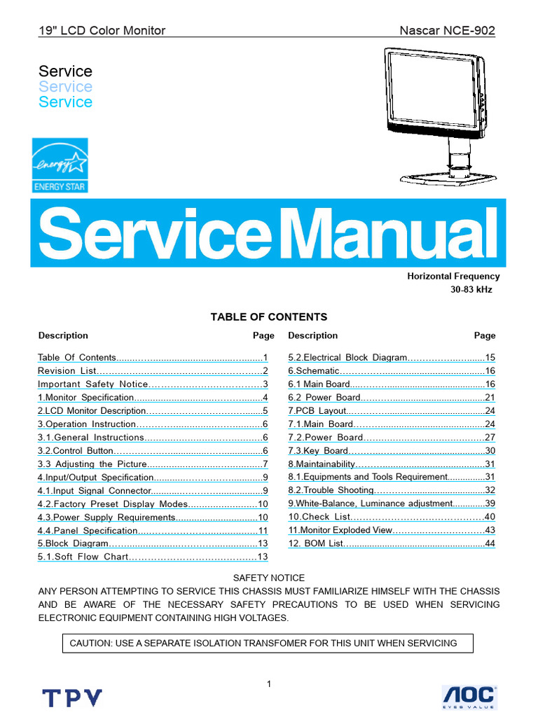 Aoc NCE-902 | PDF | Computer Monitor | Information And Communications Technology
