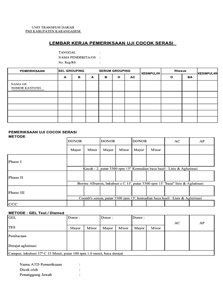 Lembar Kerja Pemeriksaan UJI Cocok Serasi | PDF