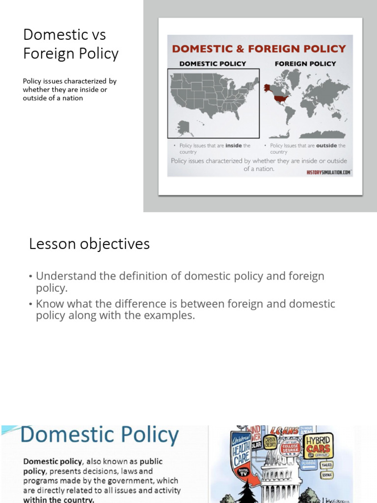 Domestic Vs Foreign Policy | PDF | Policy | Regulation