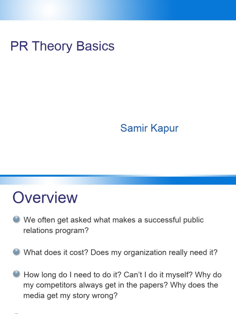 PR Basics For Et | PDF | Framing (Social Sciences) | Public Relations