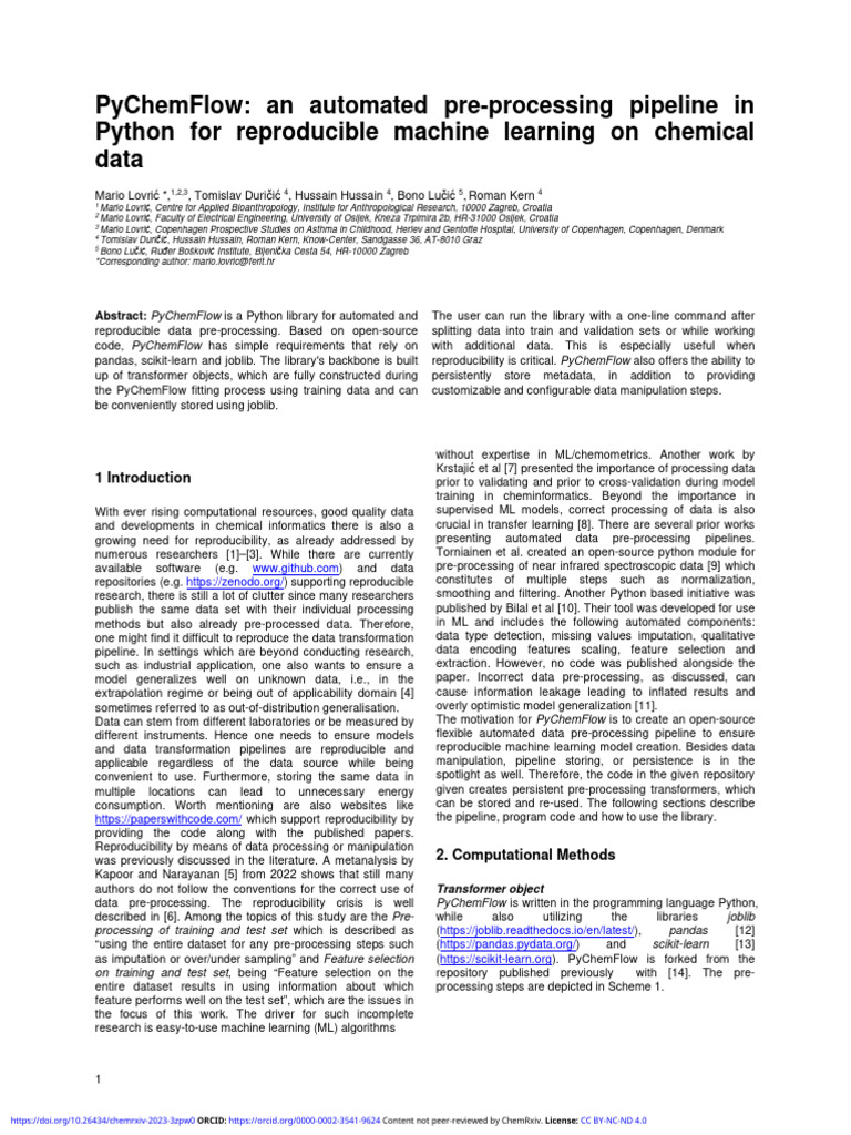 Py Chem Flow An Automated Pre Processing Pipeline in Python For ...