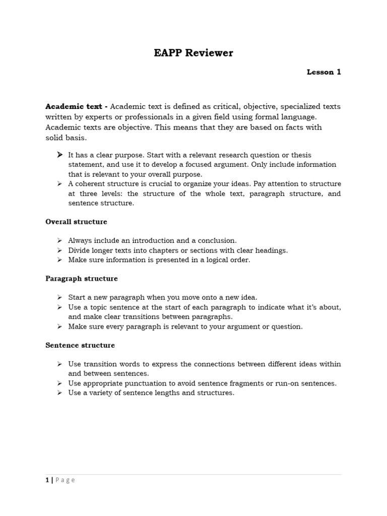 EAPP-reviewer | PDF | Essays | Thesis