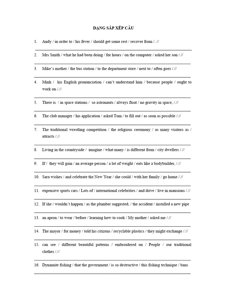 Chuyên Đề Sắp Xếp Câu | PDF