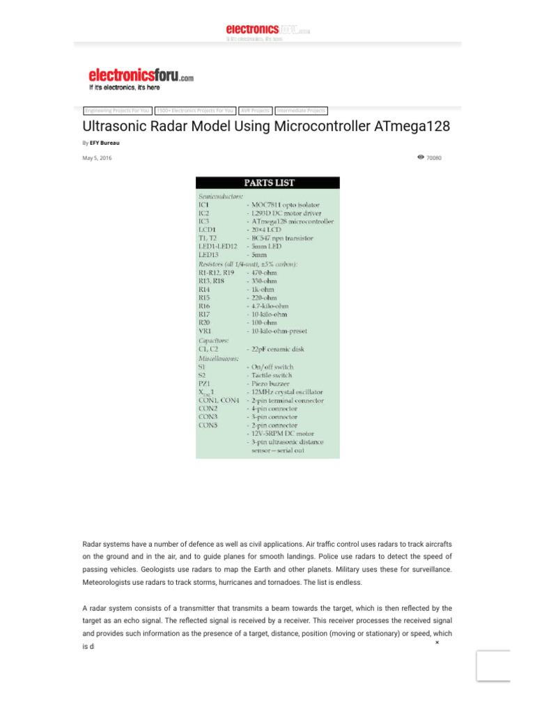 Microcontroller Based Ultrasonic Radar - Full Project With Source Code | PDF | Radar | Computer ...