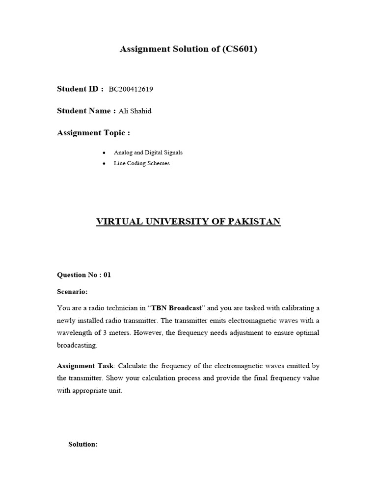 Assignment Solution of CS - 601 | PDF | Teaching Methods & Materials