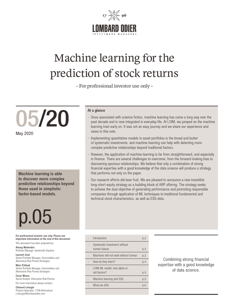 Machine Learning For The Predict | PDF | Machine Learning | Prediction