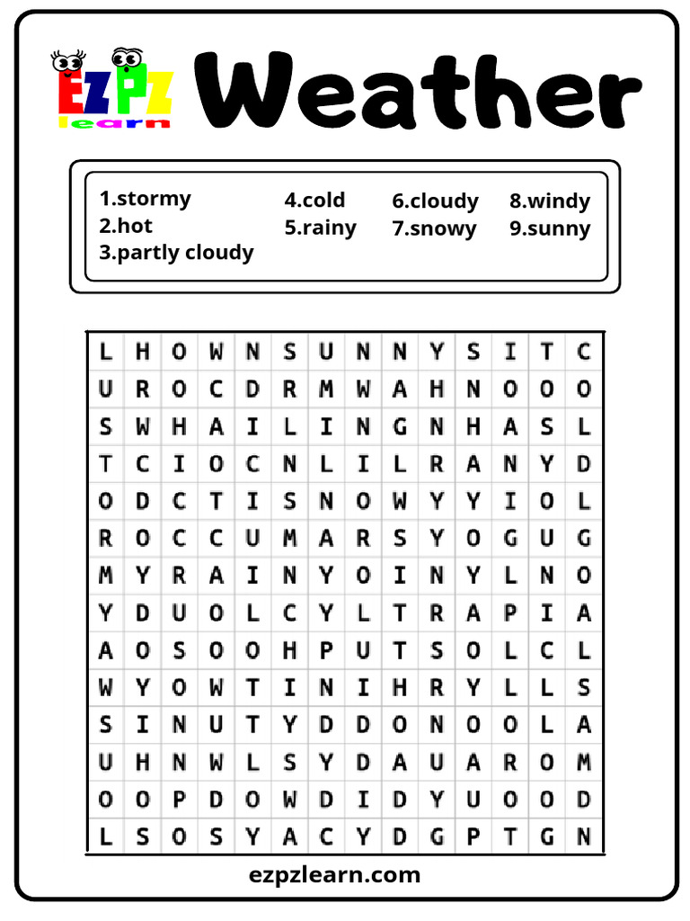 Weather Simple Wordsearch | PDF