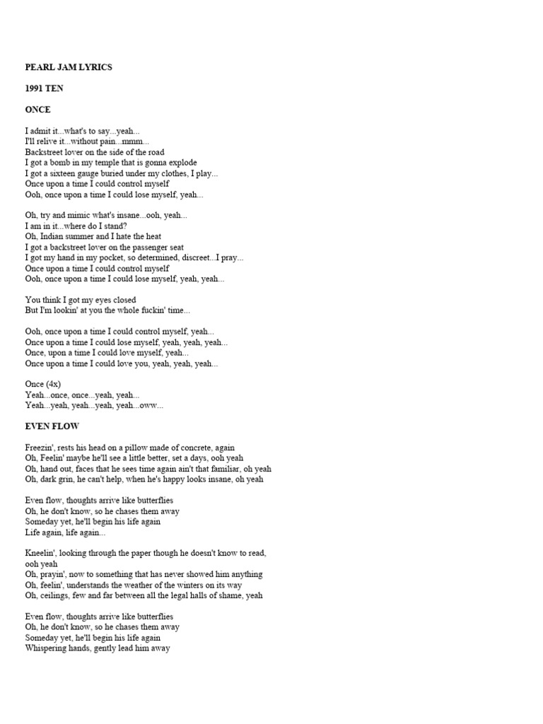Pearl Jam Lyrics | PDF | Art