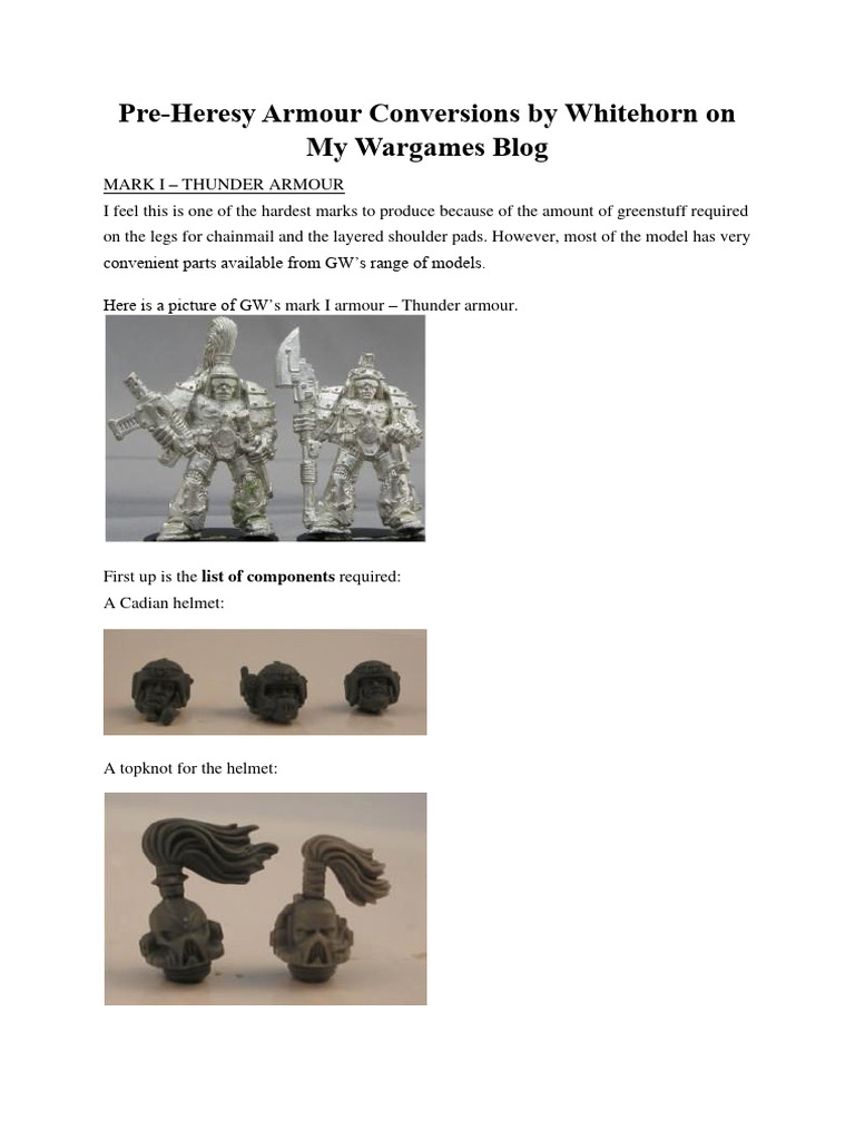 Horus Heresy Armor Conversion Guide | PDF | Armour