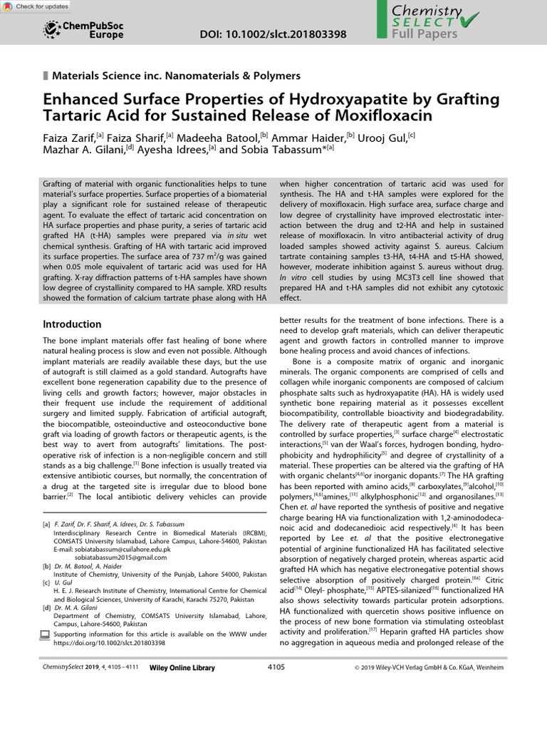 ChemistrySelect - 2019 - Zarif - Enhanced Surface Properties of ...