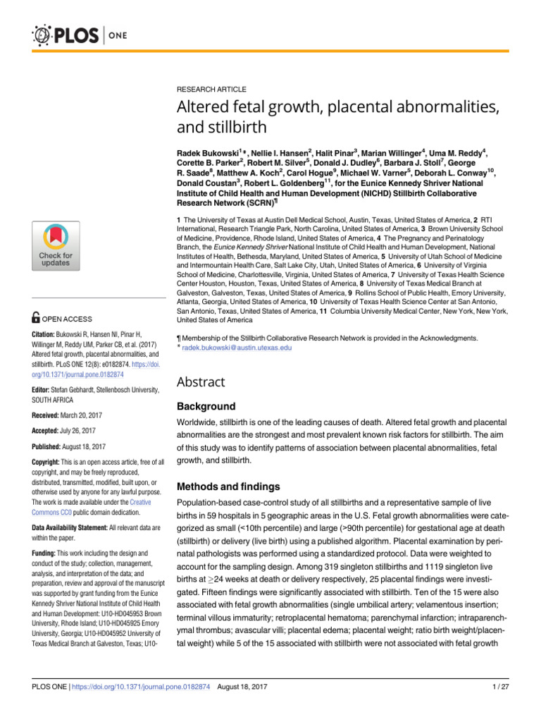 Altered Fetal Growth, Placental Abnormalities, and Stillbirth | PDF | Pregnancy | Prenatal ...