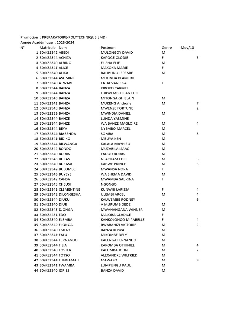 Preparatoire-Polytechnique (LMD) 2023 2024 | PDF