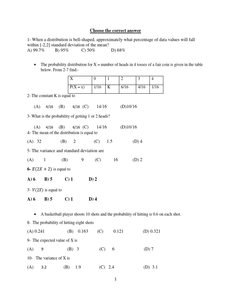Choose The Correct Answer Applied Stat | PDF | Variance | Standard Deviation
