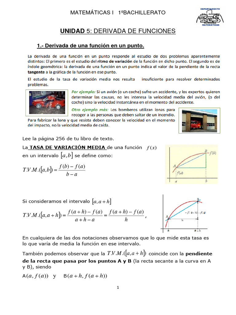 Derivada de Funciones-Teoría | PDF | Derivado | Pendiente
