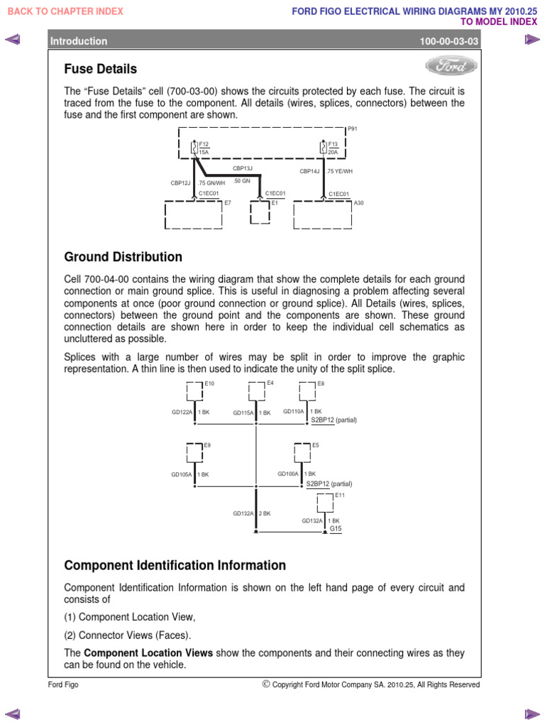 Ford Figo b517 2010 25 Ewd12 | PDF | Electrical Wiring | Wire
