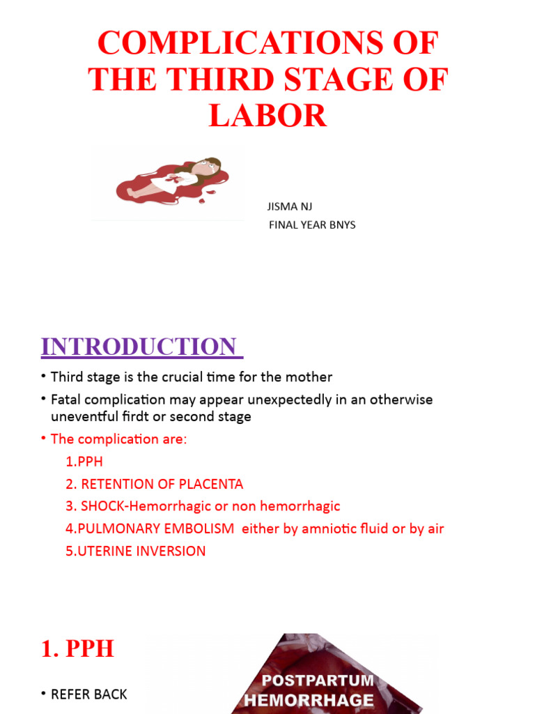Third Stage Labor Complications Guide | PDF | Uterus | Medical Specialties